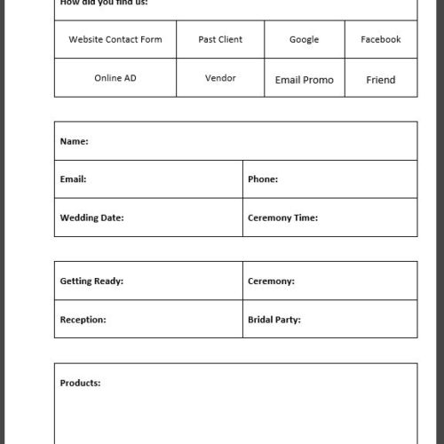 Photography Forms - Starter Pack • Biblino